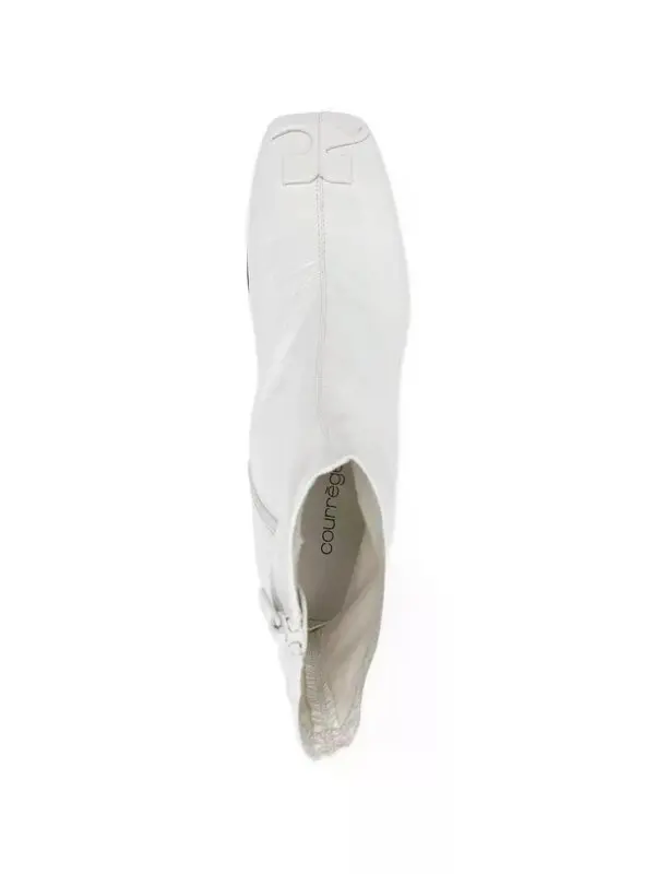 COURREGES Heritage Square-toe Leather Boots - Grey