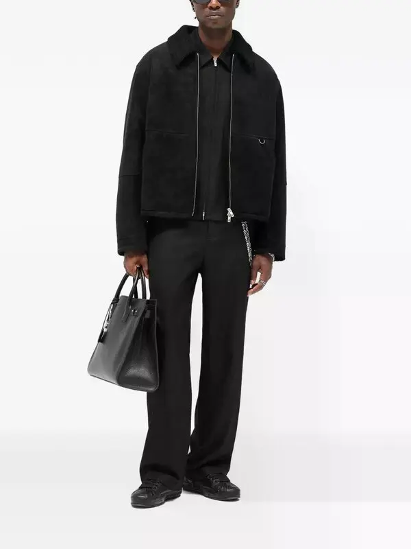 REPRESENT Shearling-collar Zip-front Jacket - Black