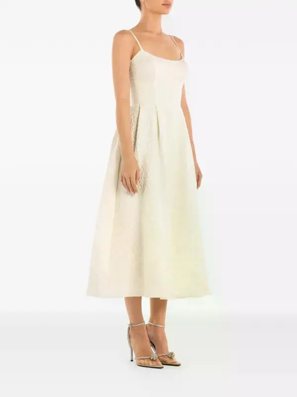 POST MERIDIEM Strapless Jacquard Midi Dress - Neutrals