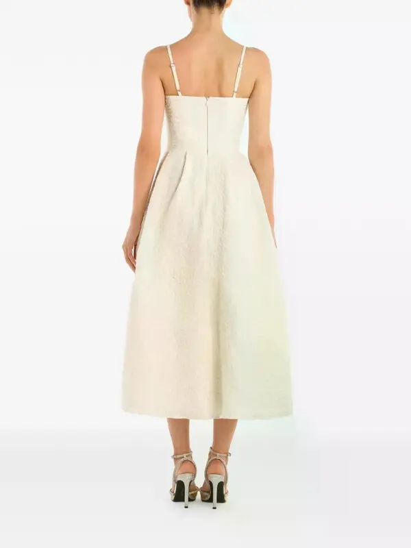 POST MERIDIEM Strapless Jacquard Midi Dress - Neutrals