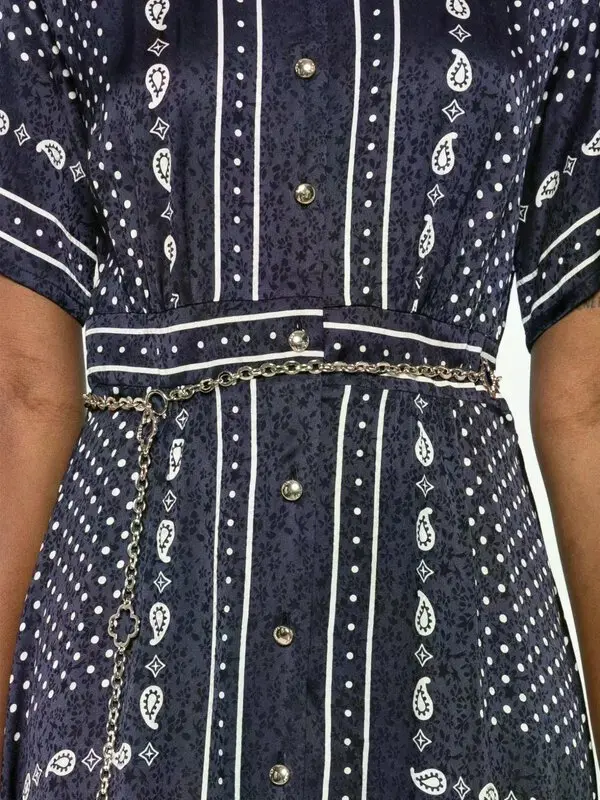 Maje Paneled Bandana Print Maxi Shirt Dress