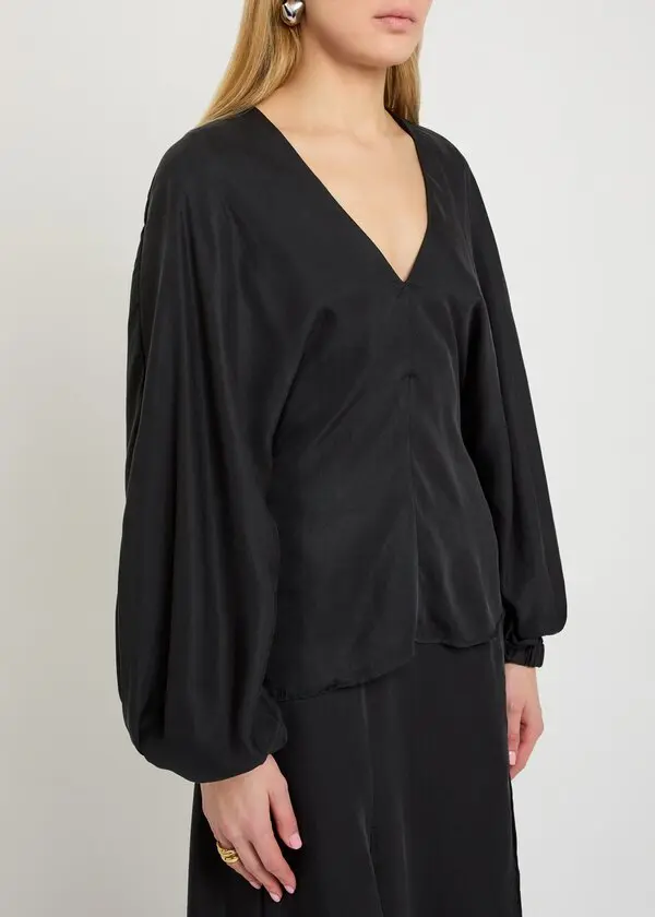AKYN Draped Woven Blouse