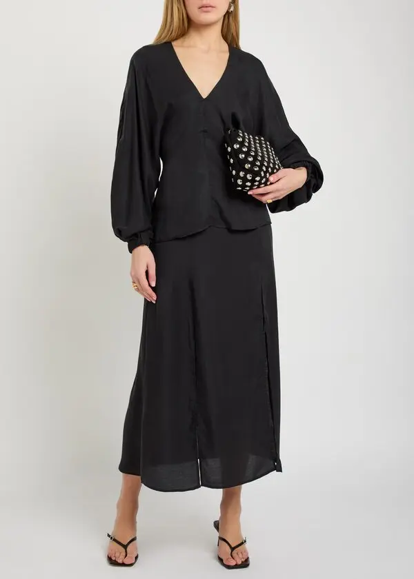 AKYN Draped Woven Blouse