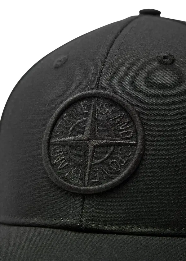 Stone Island Logo-embroidered Cotton Cap - Black