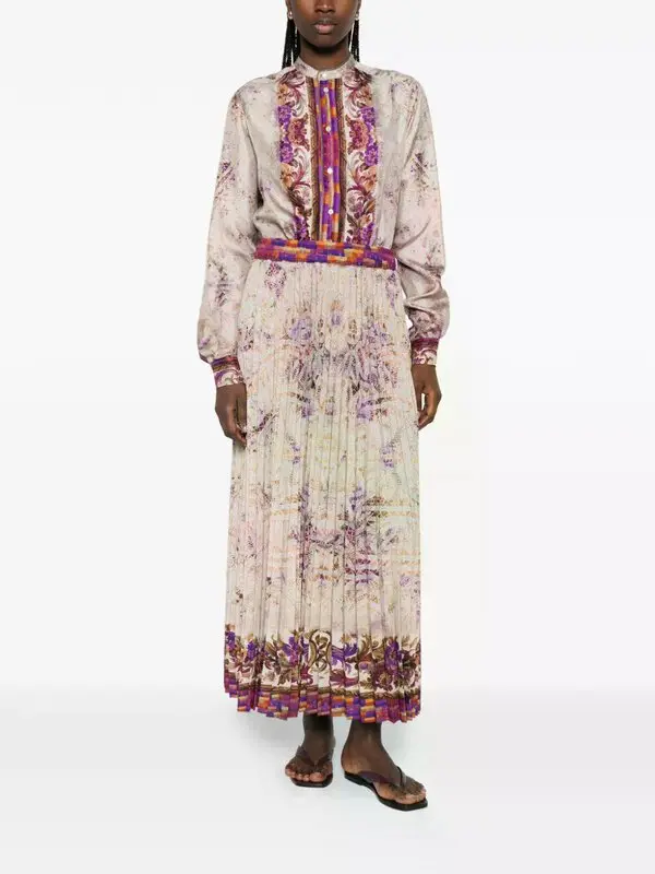 PIERRE-LOUIS MASCIA Pleated Floral Skirt