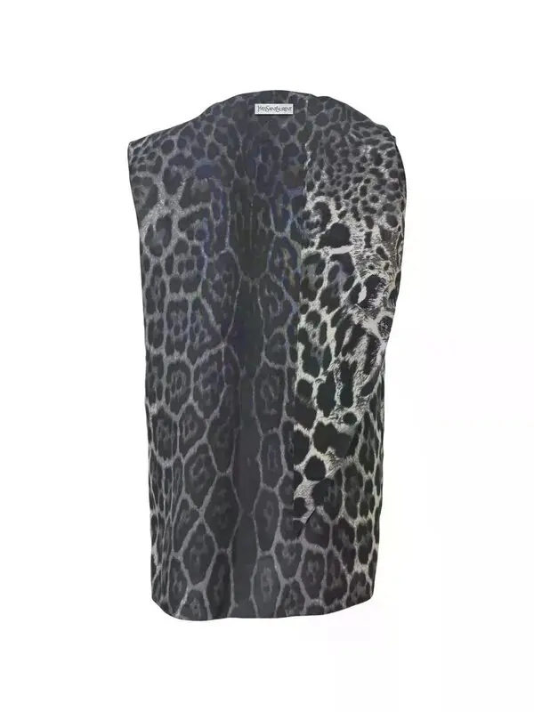 Saint Laurent Sleeveless Leopard Print Blouse