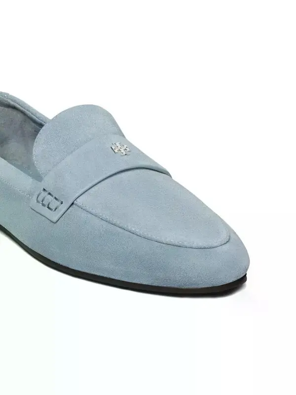 Tory Burch Strap Detail Ballet Loafers In Suede - Blue