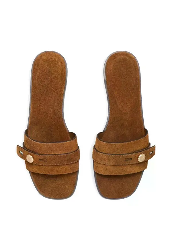 Tory Burch Romy Strap Button Slide - Brown
