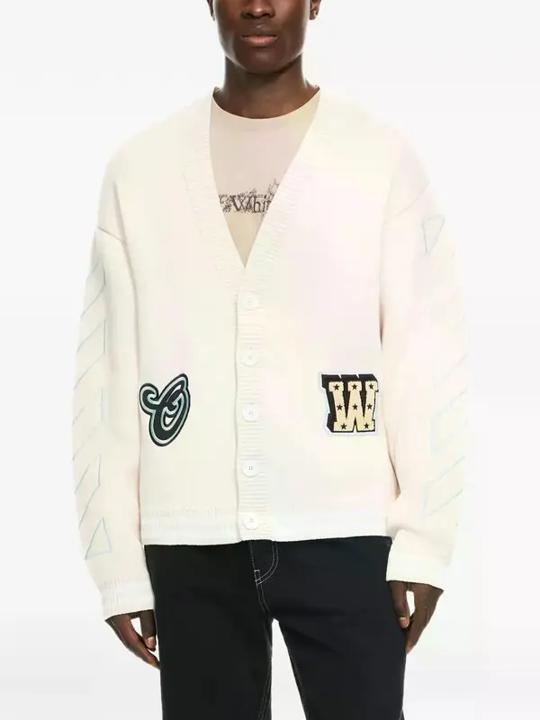 Off-White V-neck Cardigan With Logo Detail