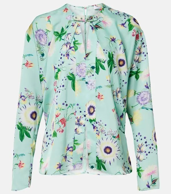 Rabanne Layered Floral Satin Blouse - Multicoloured
