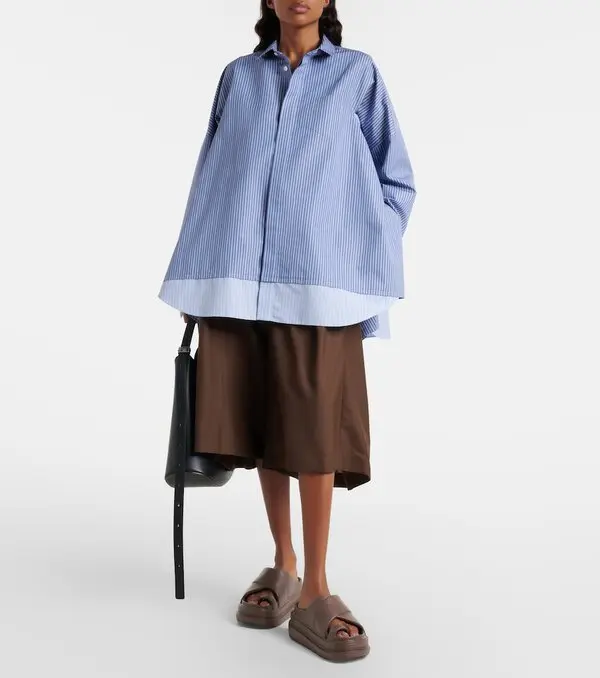 Sacai Striped Cotton-blend Oversized Shirt
