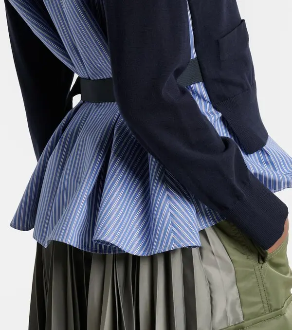 Sacai Layered Striped Cotton Cardigan