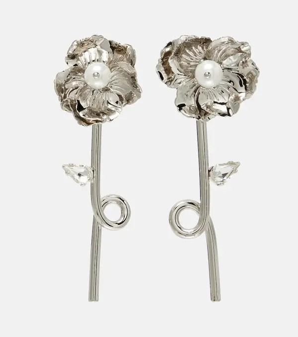 Simone Rocha Crystal-embellished Faux Pearl Earrings - Silver