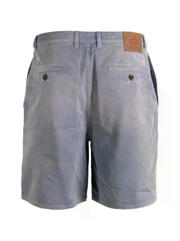 Prada Logo-patch Gabardine Shorts - Blue