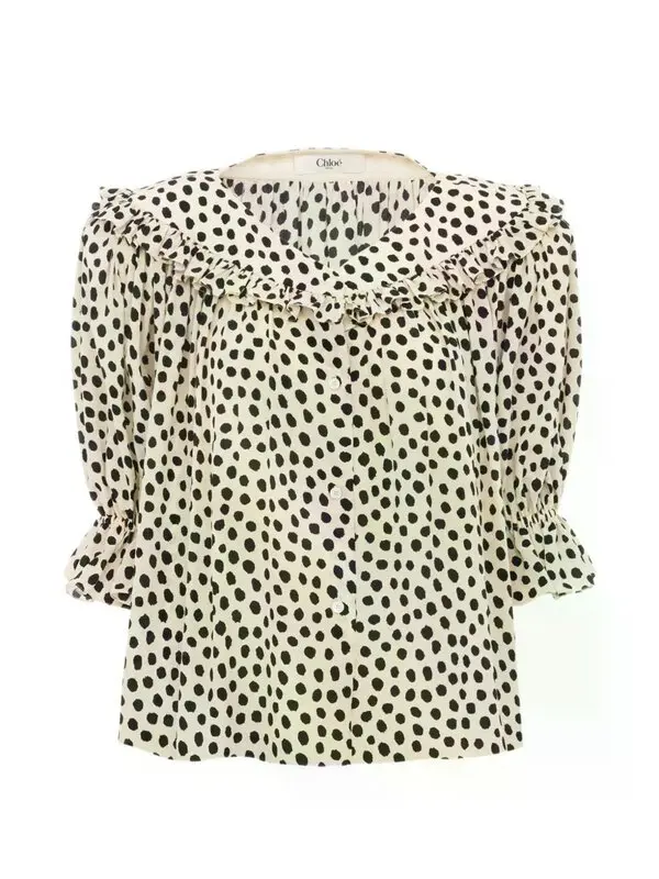 Chloé Ruffled Polka-dot Blouse