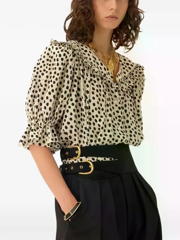 Chloé Ruffled Polka-dot Blouse