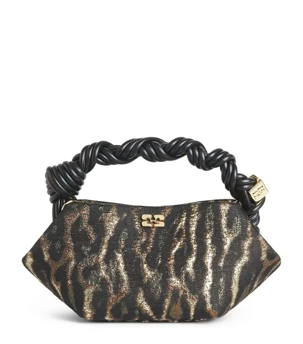 GANNI Mini Metallic Jacquard Top Handle Bag - Brown