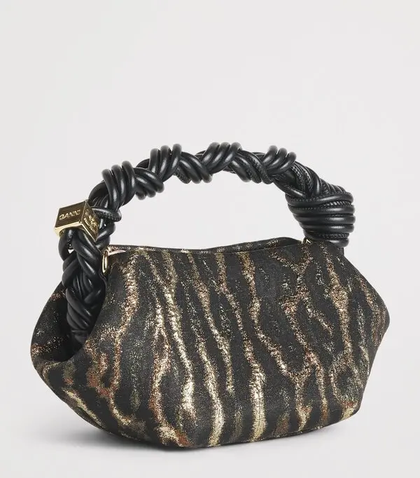 GANNI Mini Metallic Jacquard Top Handle Bag - Brown