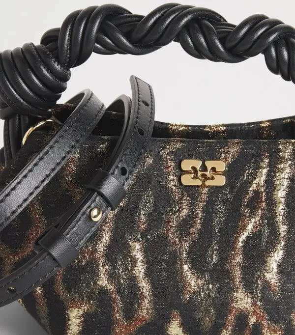 GANNI Mini Metallic Jacquard Top Handle Bag - Brown
