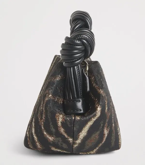 GANNI Mini Metallic Jacquard Top Handle Bag - Brown