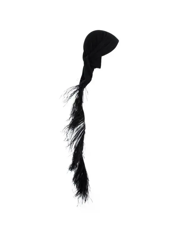 MANURI Embellished Feather Headscarf - Black