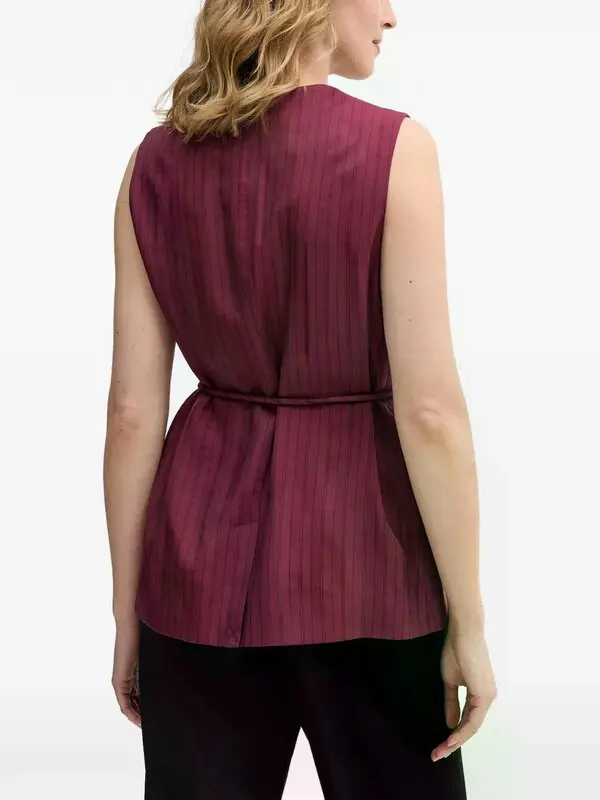 Sisley Pinstripe Buttoned V-neck Gilet