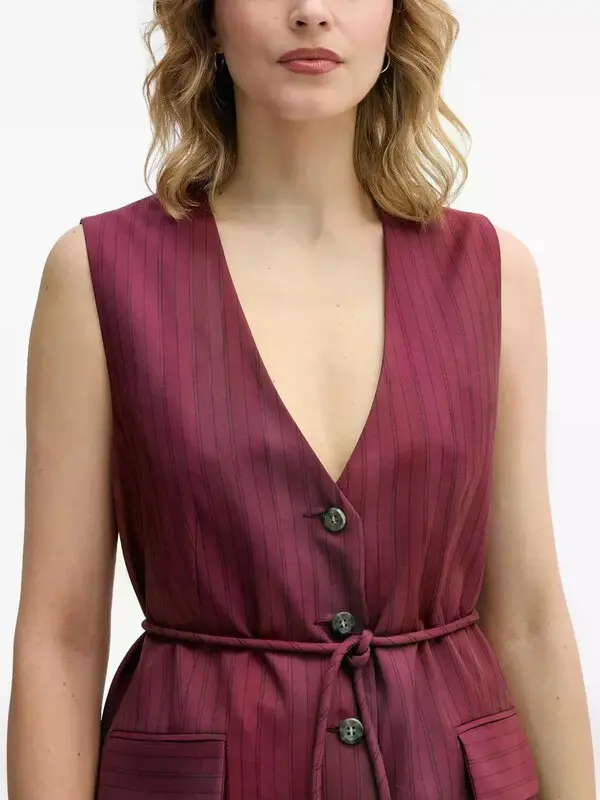 Sisley Pinstripe Buttoned V-neck Gilet
