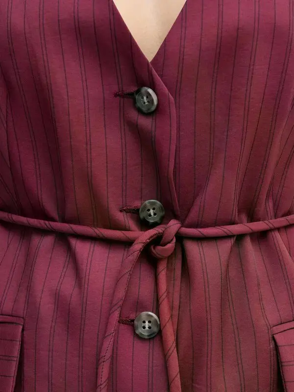 Sisley Pinstripe Buttoned V-neck Gilet