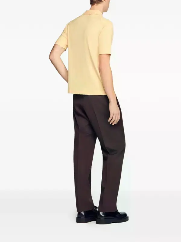 Sandro Knitted Polo Shirt With Zip Collar - Yellow