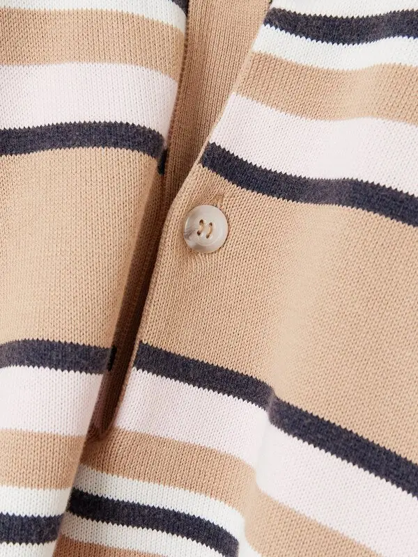 SANDERLAK Striped Cotton-jersey Polo Shirt