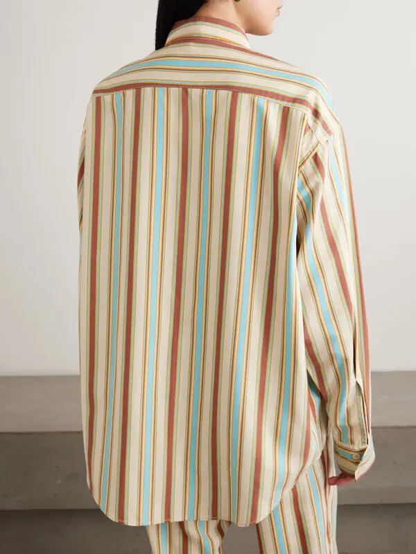 SANDERLAK Embroidered Striped Poplin Shirt