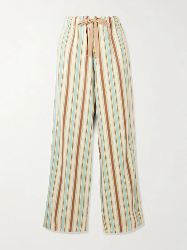 SANDERLAK Striped Poplin Wide-leg Trousers - Multi