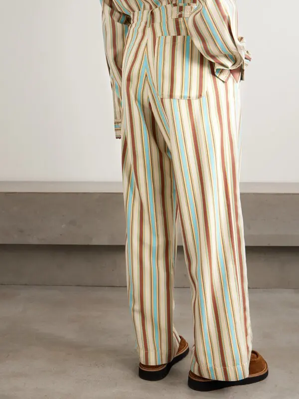SANDERLAK Striped Poplin Wide-leg Trousers