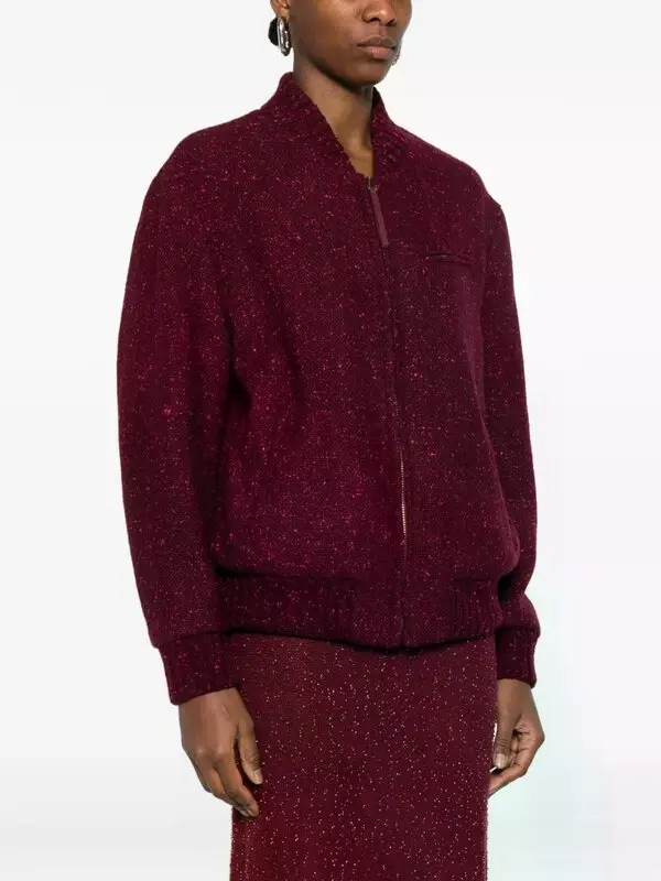 Gabriela Hearst Winslow Zip Bomber Jacket - Red