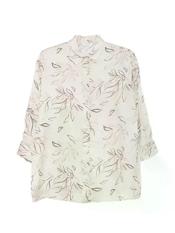 Peserico Light Beige Floral Print Shirt - Neutrals