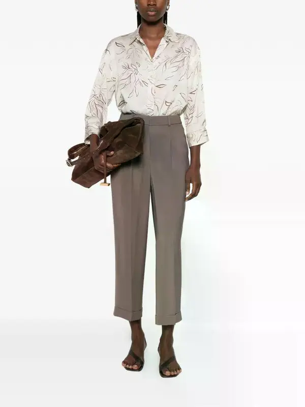 Peserico Light Beige Floral Print Shirt