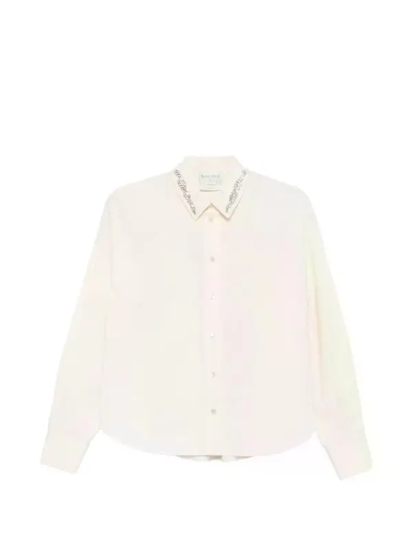FORTE_FORTE Embellished Collar Boxy Fit Shirt