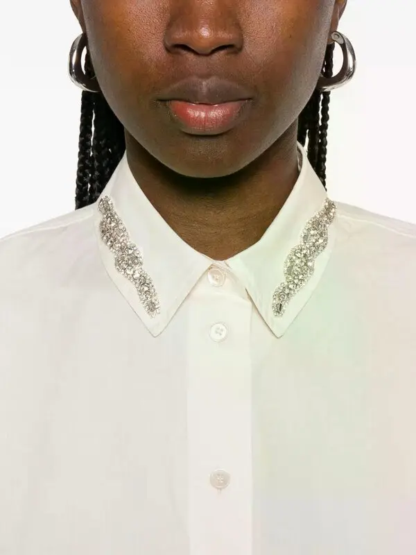 FORTE_FORTE Embellished Collar Boxy Fit Shirt