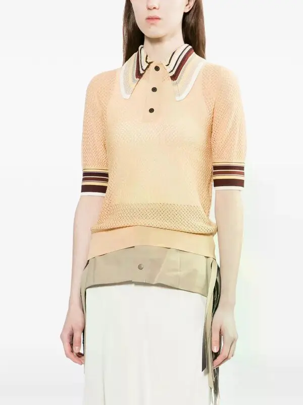 Toga Striped Knit Polo Top