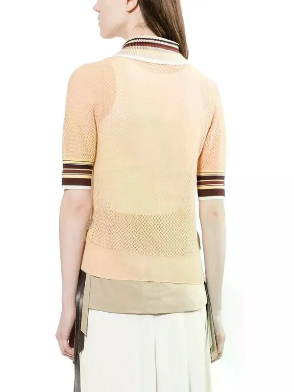 Toga Striped Knit Polo Top