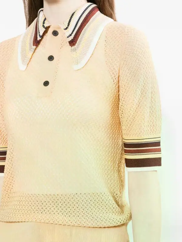 Toga Striped Knit Polo Top
