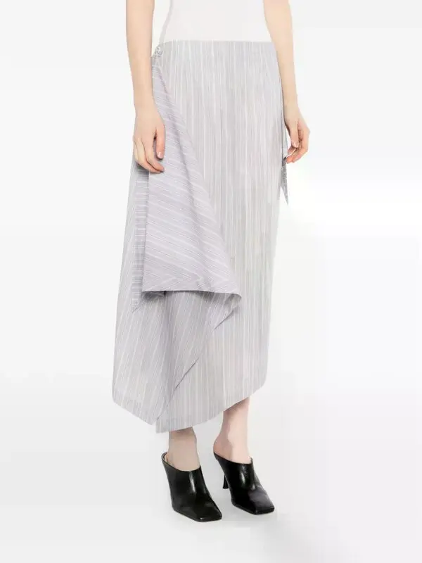 MOOHONG Striped Asymmetric Midi Skirt