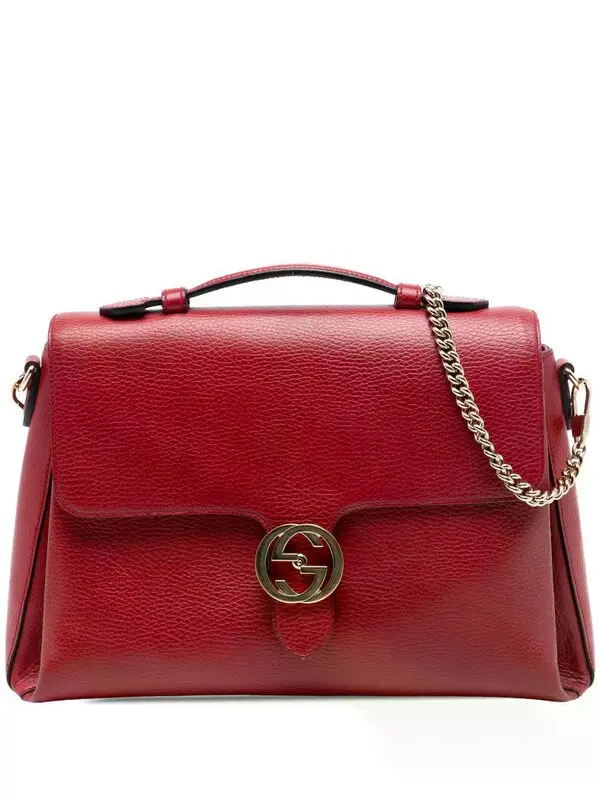 Gucci Medium Calf Leather Satchel With Interlocking G Detail