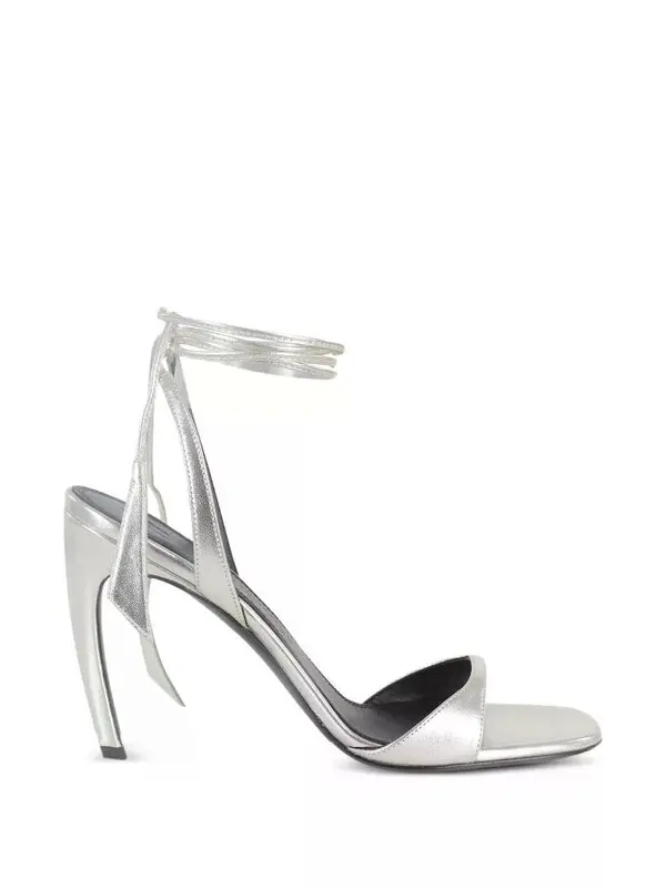 Attico Ora Leather Sandals - Silver