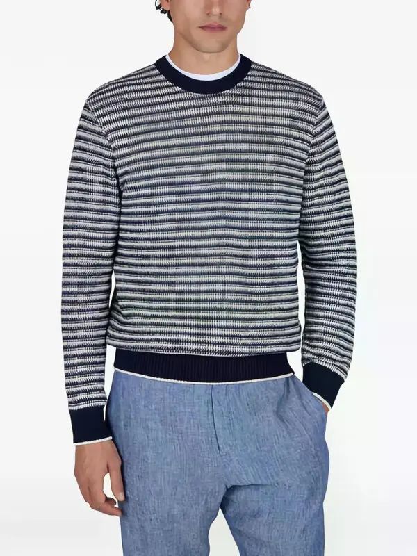 Paul & Shark Bouclé Striped Crew Neck Jumper