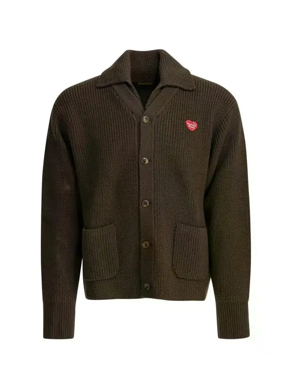 HUMAN MADE Spread Collar Ribbed Knit Cardigan