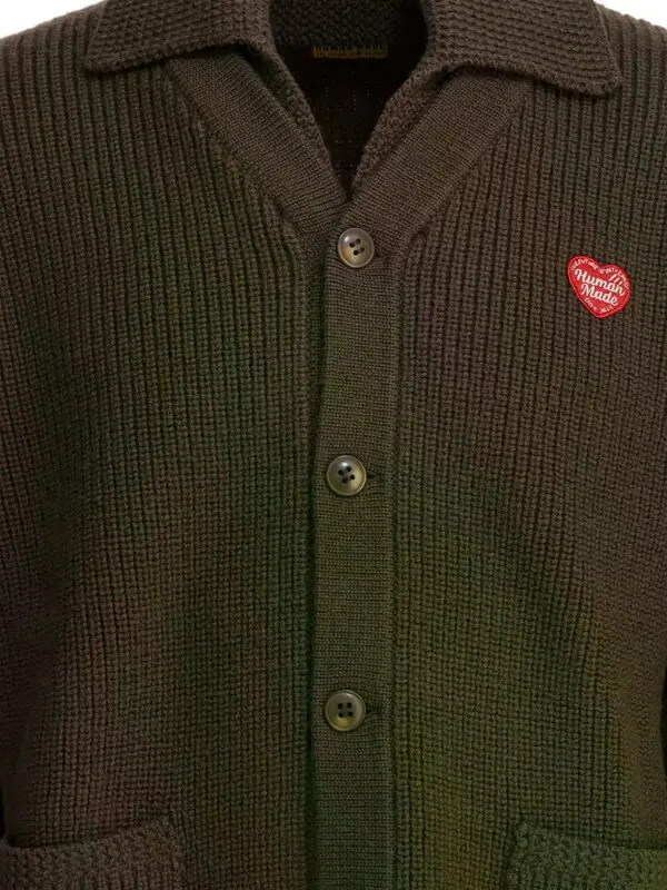 HUMAN MADE Spread Collar Ribbed Knit Cardigan