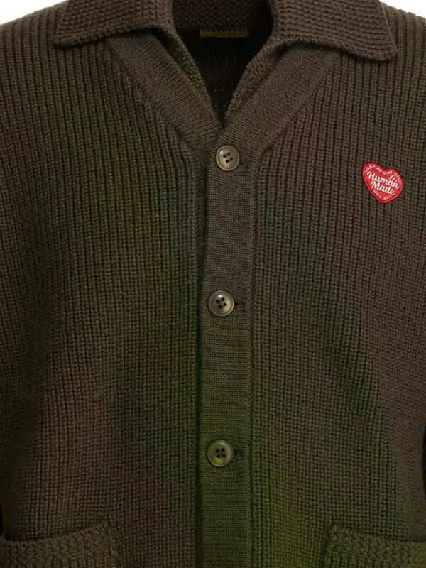 HUMAN MADE Spread Collar Ribbed Knit Cardigan