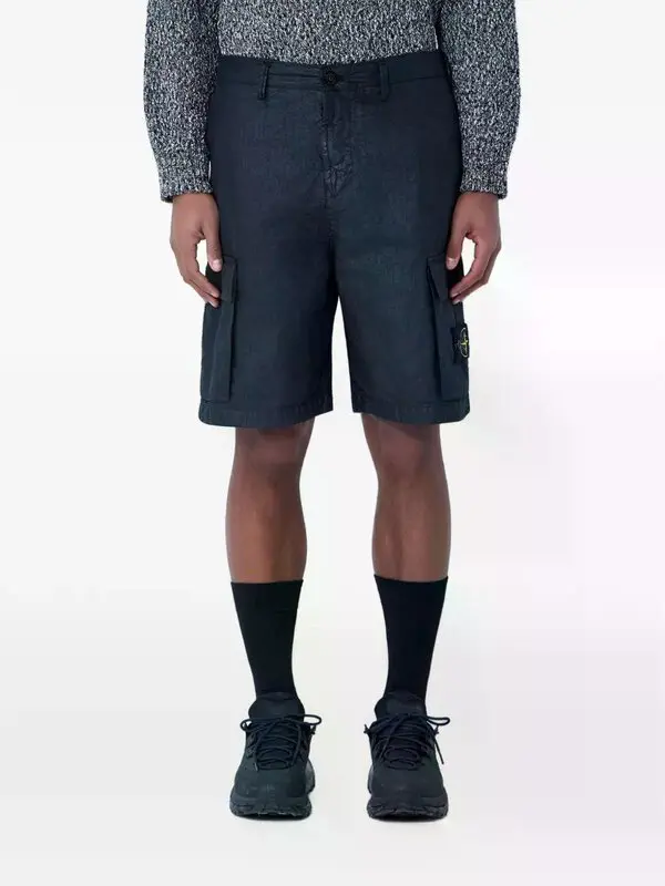 Stone Island Organic-look Nylon Panama Tc Cargo Bermuda Shorts - Black