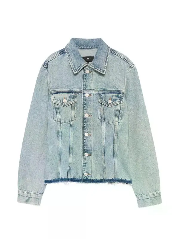 7 For All Mankind Trucker Button Frayed Jacket